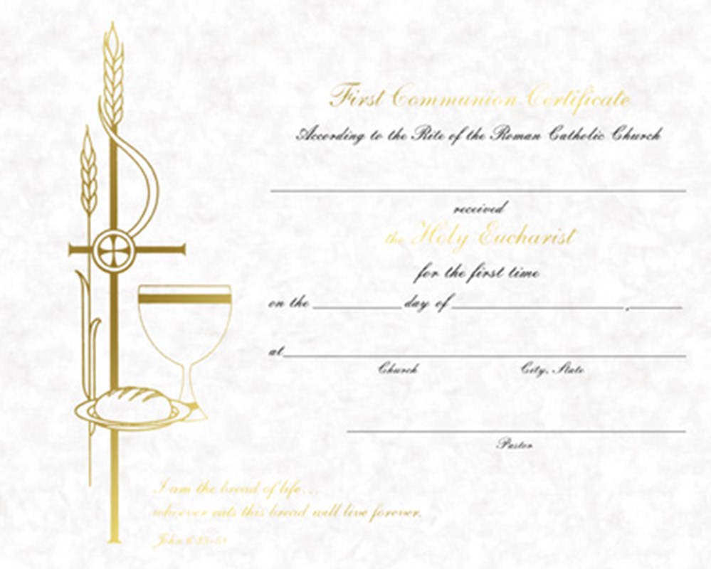 Parchment Communion Cert | T. H. Stemper Co.