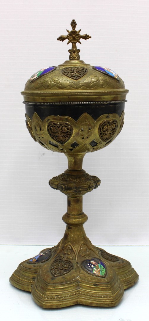 12 3/4" Sterling Cup Ciborium w/ Enamel | T. H. Stemper Co.