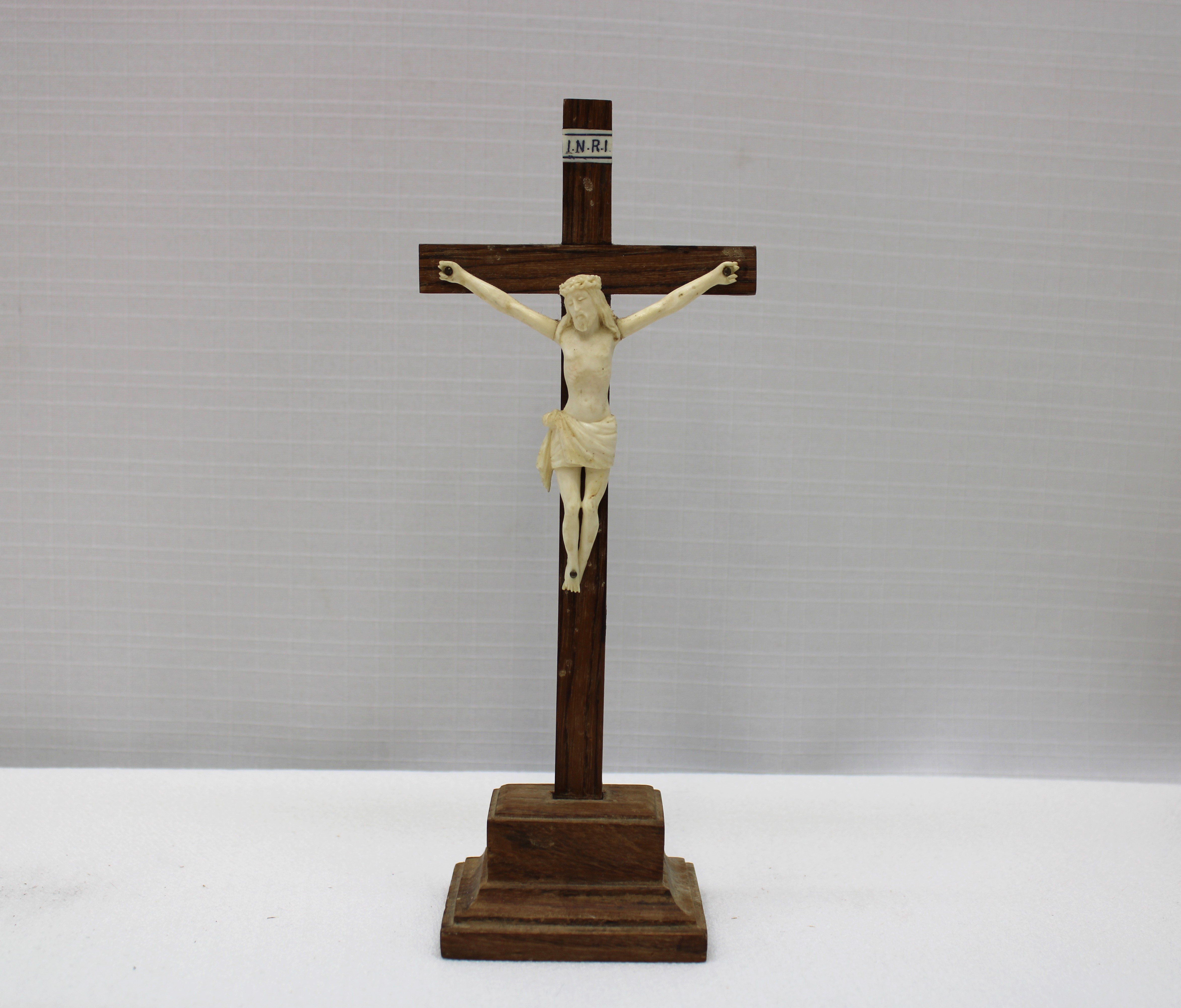 7" Wood & Bone Carved Standing Crucifix | T. H. Stemper Co.