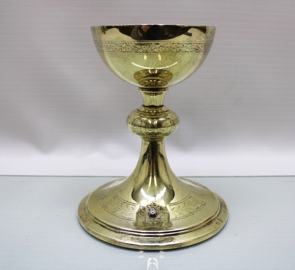 7 1/4" Sterling Cup Chalice w/ Cubic Zirconia Stone | T. H. Stemper Co.