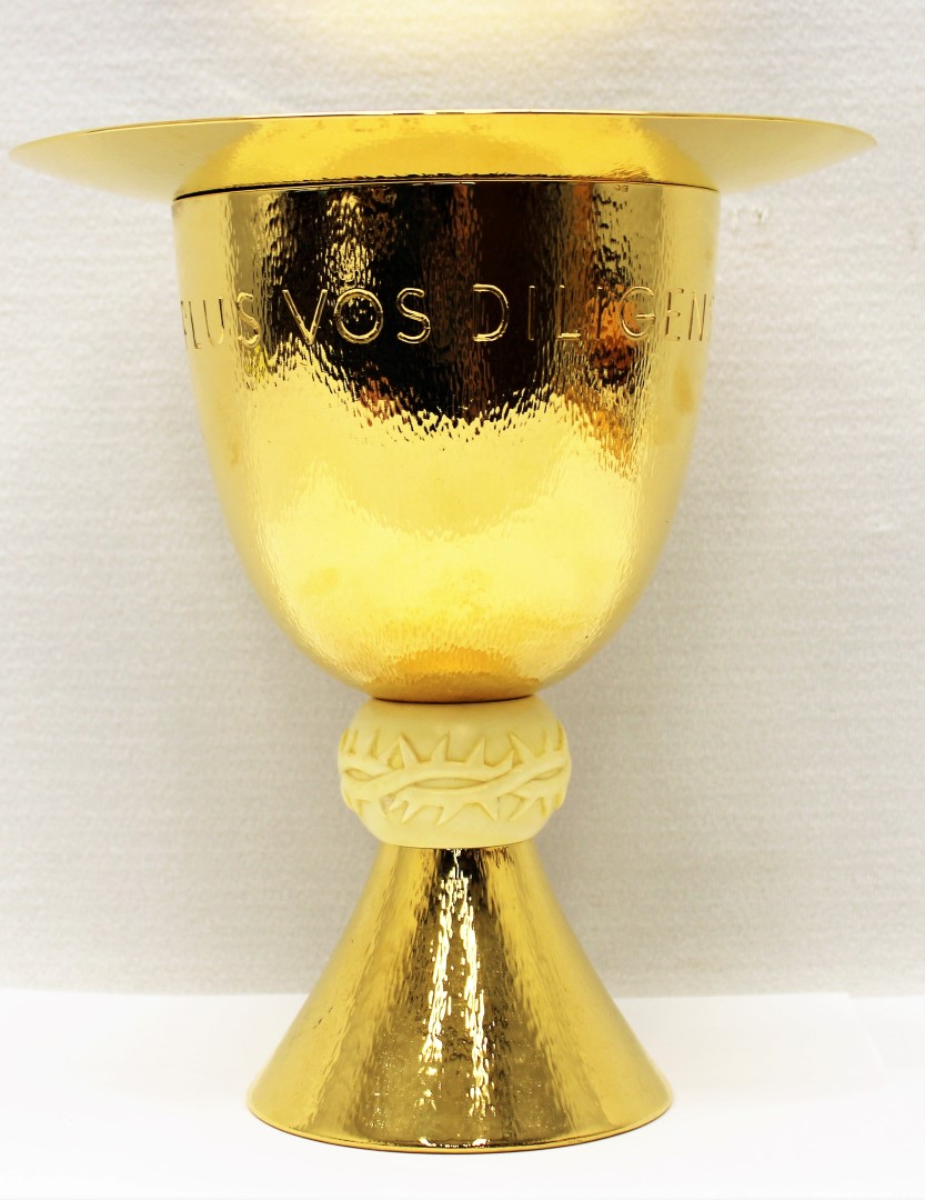 7 3/4" 925 Sterling Chalice w/ Crown of Thorns Bone Node & Paten | T. H ...