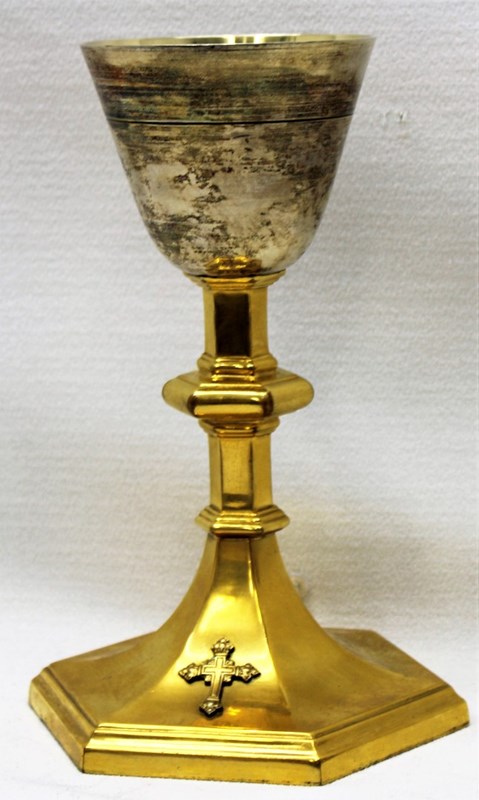 8-3/4" Sterling Cup Chalice - Hex Base w/ Base Cross | T. H. Stemper Co.