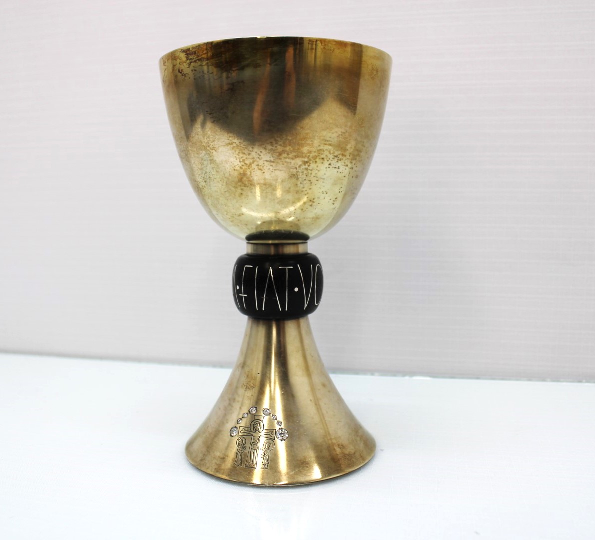 7 1/2" Kevelar Sterling Chalice with 8 Genuine Diamonds & Silver Inlay ...