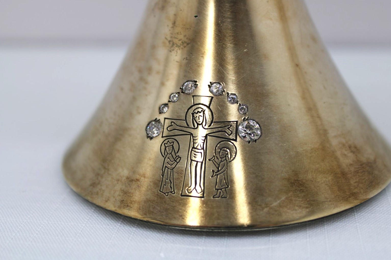 7 1/2" Kevelar Sterling Chalice with 8 Genuine Diamonds & Silver Inlay ...
