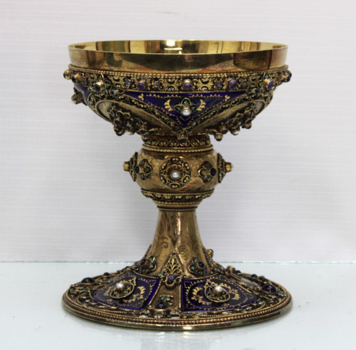 Ornate Sterling & Enamel Chalice w/ Amethysts | T. H. Stemper Co.