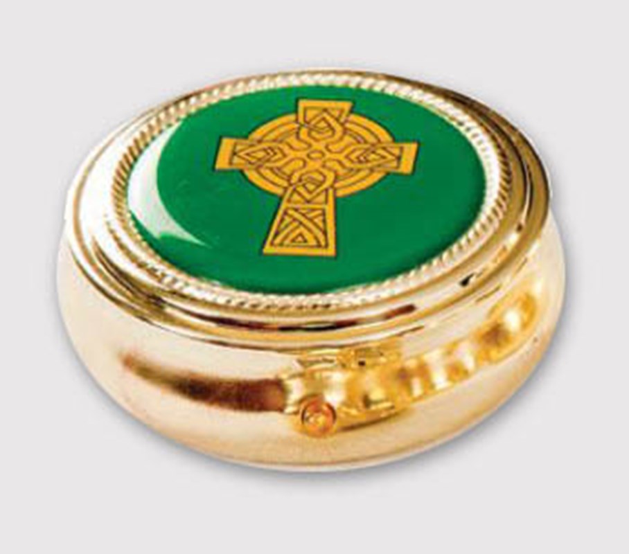 Large Pyx - Green with Celtic Cross | T. H. Stemper Co.